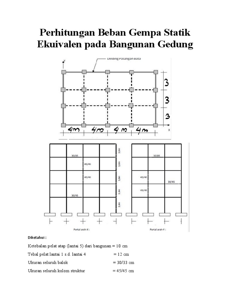 Perhitungan Beban Gempa Statik Ekuivalen Pada Bangunan Gedung | PDF