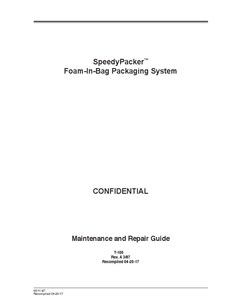 Speedypacker SG Maintenance Repair Guide - Manual Máquina Sealedair ...