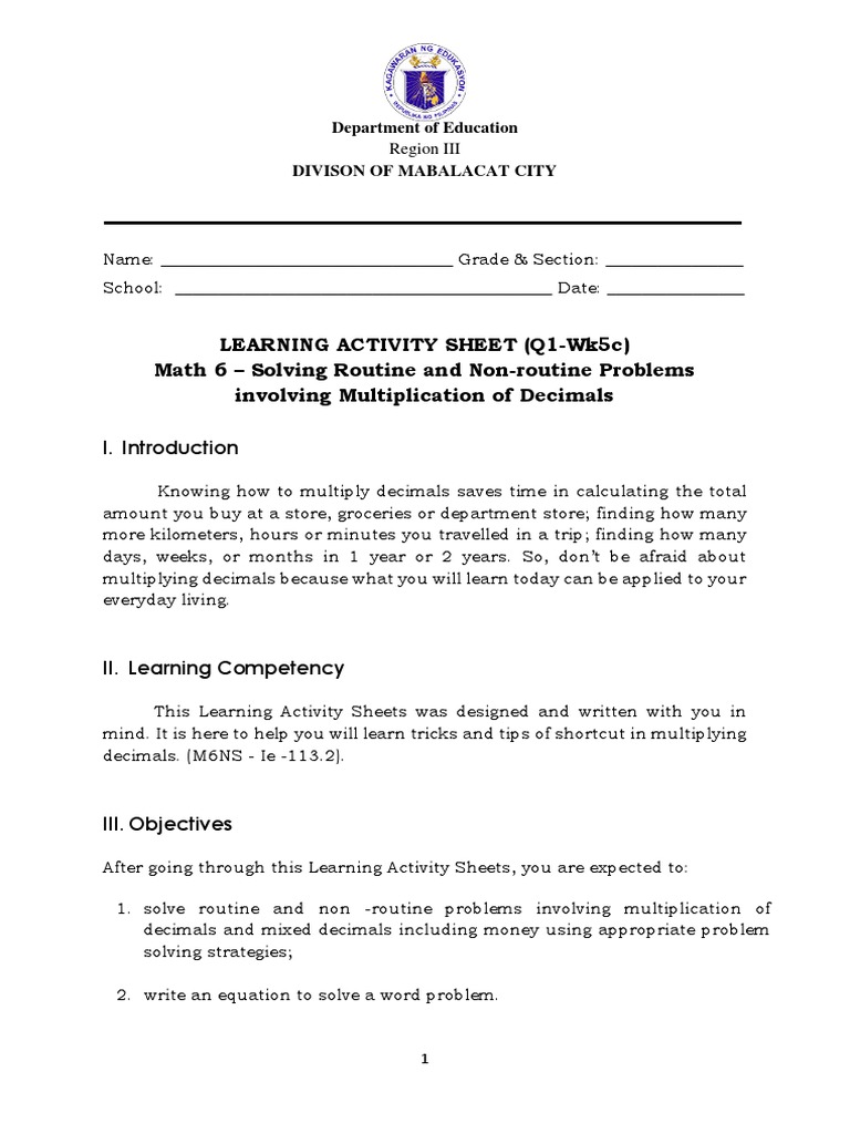 Mathematics G6 Q1 Wk5c Solving Problem Involving Multiplication of ...