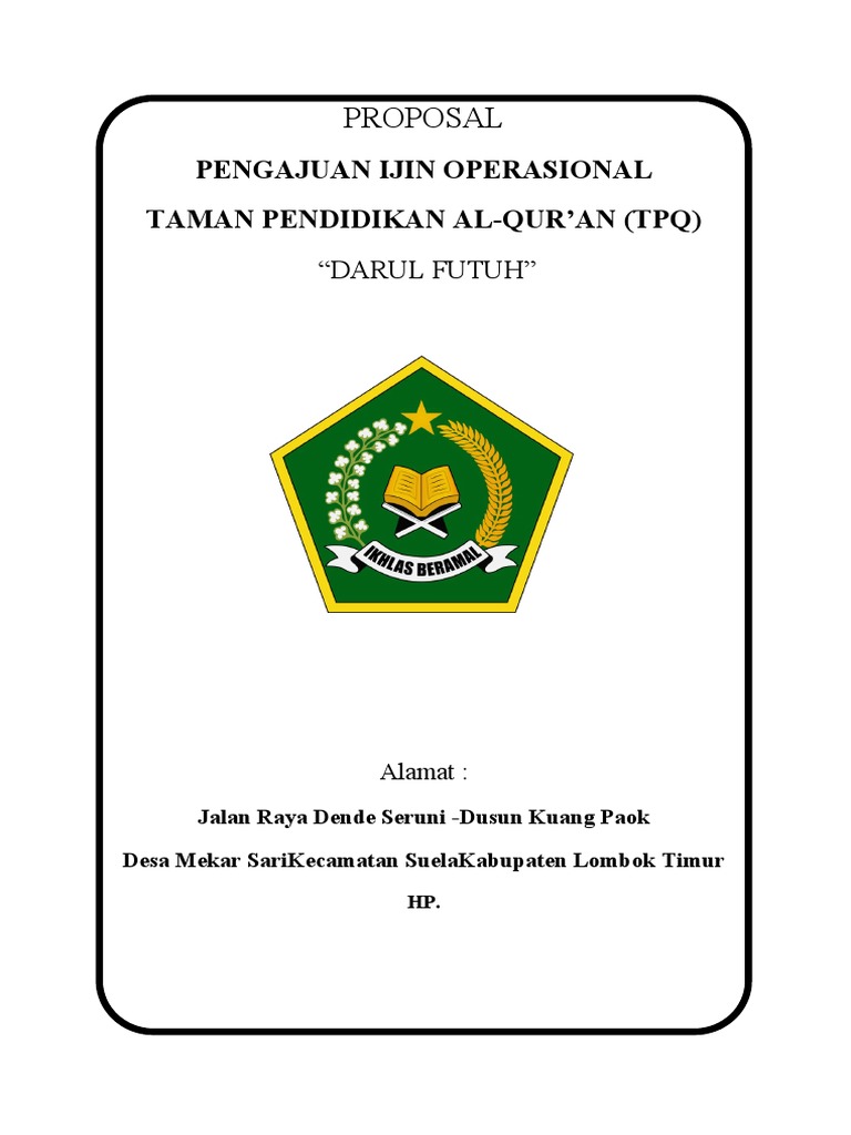 Proposal Izin TPQ Darul Futuh | PDF