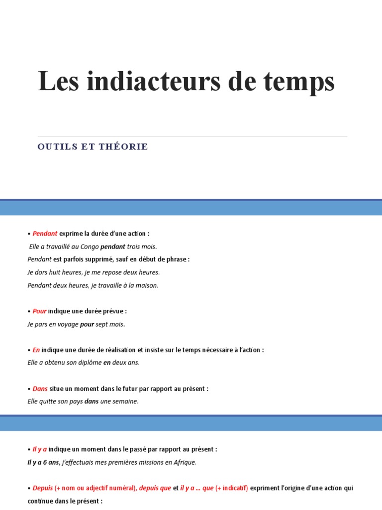 Indicateurs de Temps 2 | PDF