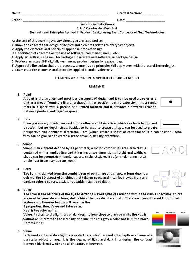 Arts 6 Quarter 4 Week 1 4 | PDF | Composition (Visual Arts) | Color