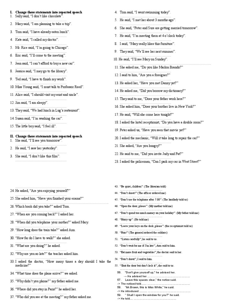 BT Reported Speech | PDF