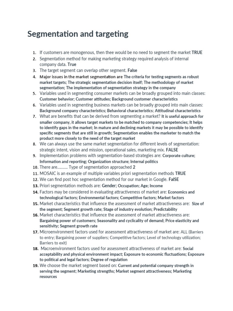 Segmentation and Targeting | PDF | Market Segmentation | Marketing