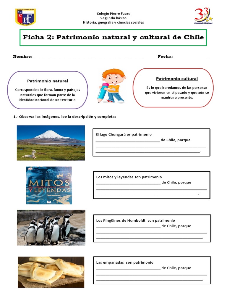 Ficha 1 Patrimonio Natural y Cultural | PDF | Chile | Science