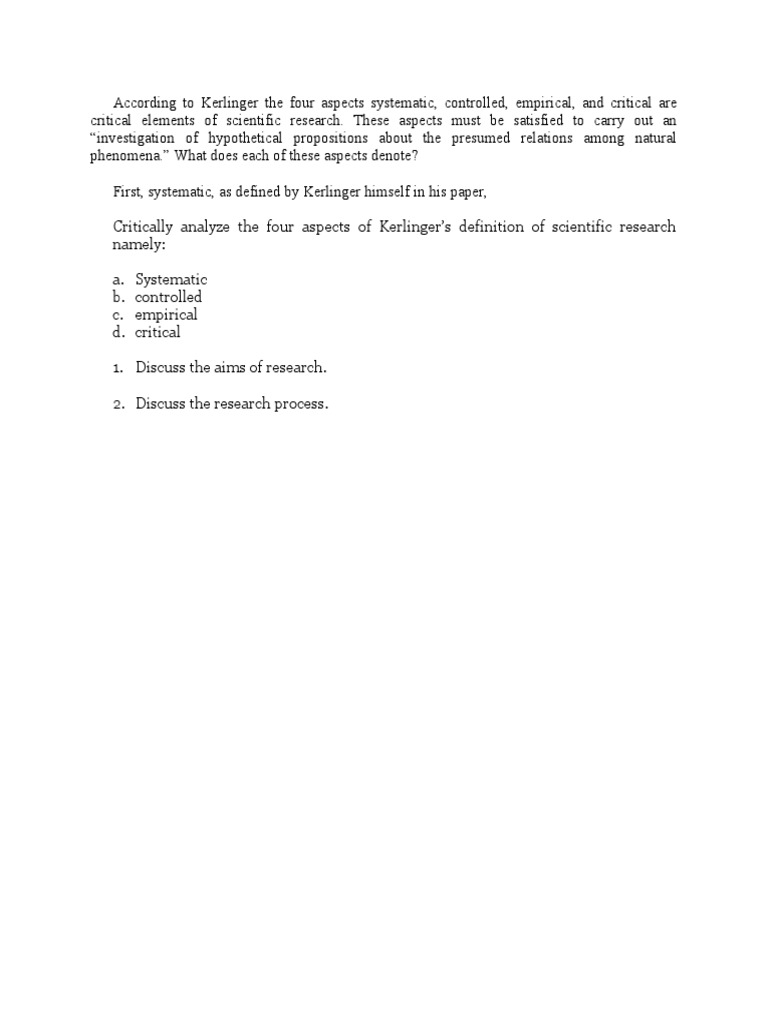 According To Kerlinger The Four Aspects Systematic | PDF | Science ...