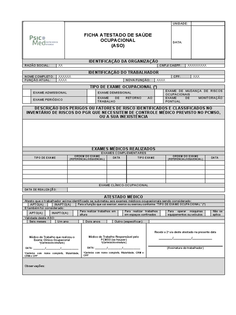 Modelo Novo Aso 2023 | PDF | Ciências da Saúde