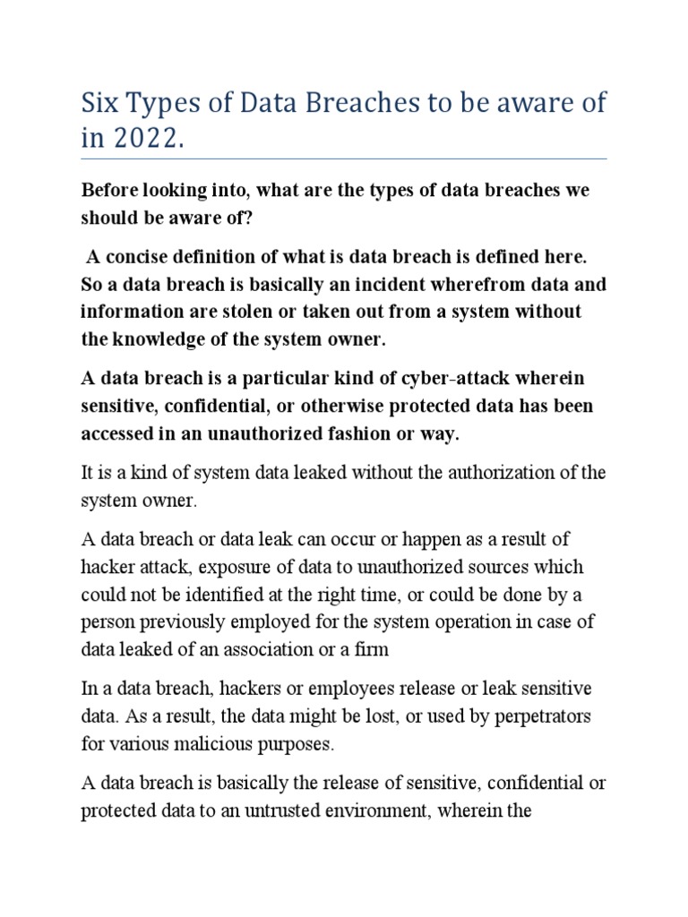 6 Key Data Breaches to Know in 2022 | PDF | Linked In | Information ...