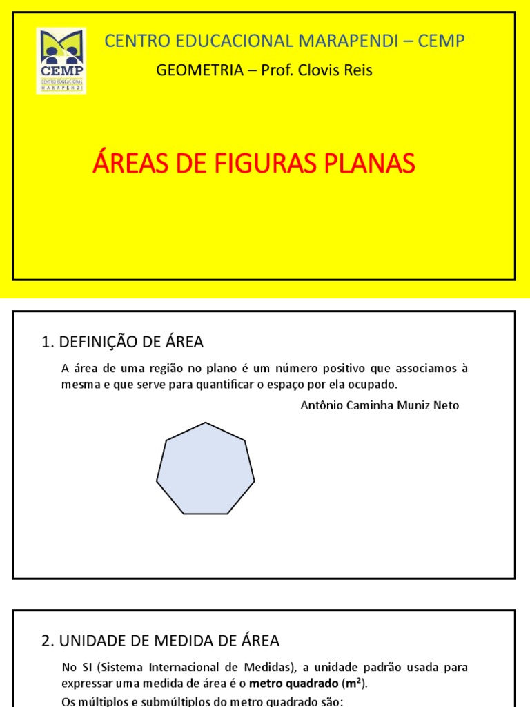 Geometria ÁREAS DE FIGURAS PLANAS | PDF | Área | Metro