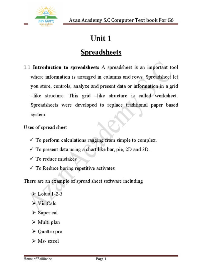 Grade 6 Computer Book | PDF | Spreadsheet | Microsoft Excel