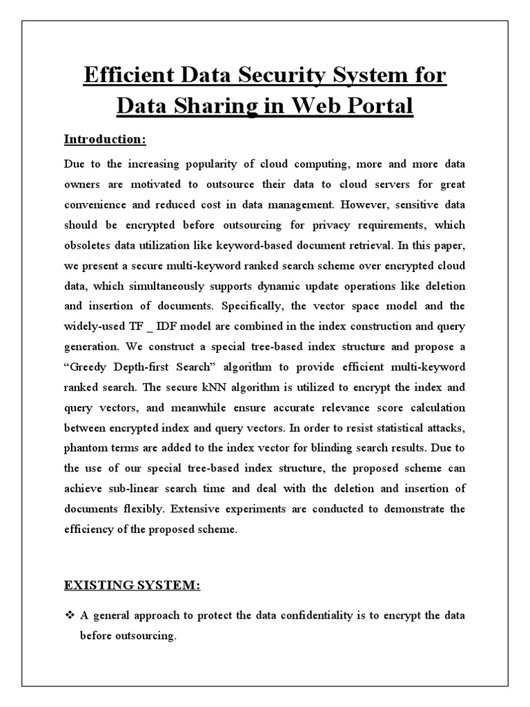 Efficient Data Security System For Data Sharing in Web Portal | PDF ...