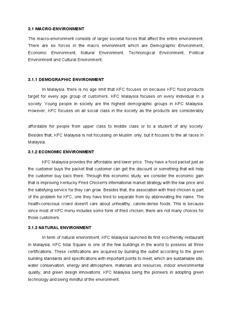 Macro Environment KFC MKT410 | PDF