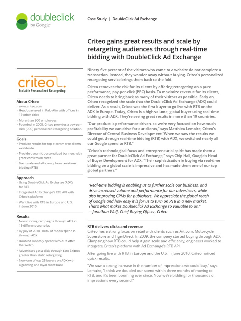Criteo and Double Click Ad Exchange Case Study 6-1-2011 | PDF | Advertising | Google