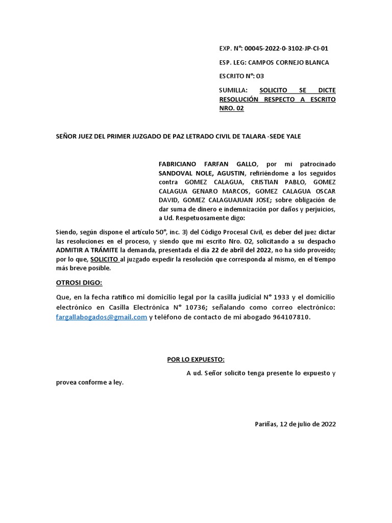 Solicito Proveer Escrito | PDF