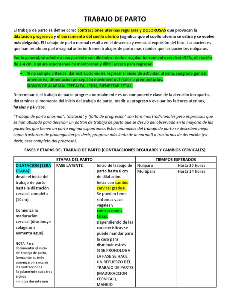Etapas y Progresión del Trabajo de Parto | PDF | Parto | Pelvis