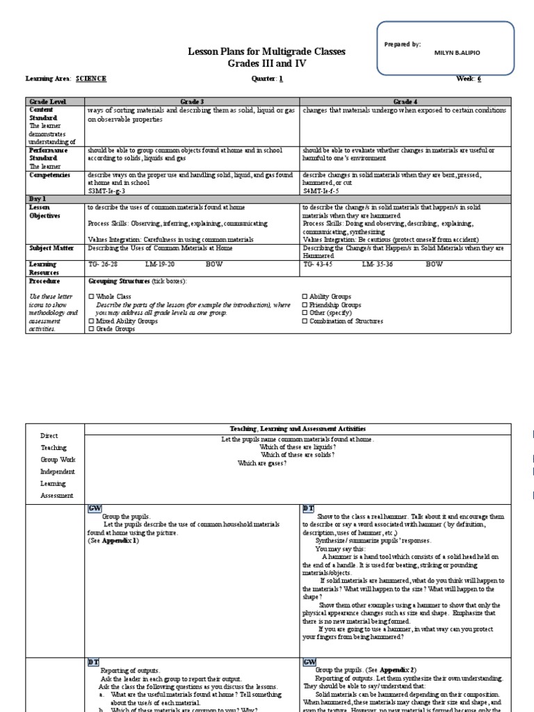 Science34 Q1 W6 Milyn Alipio | PDF | Learning