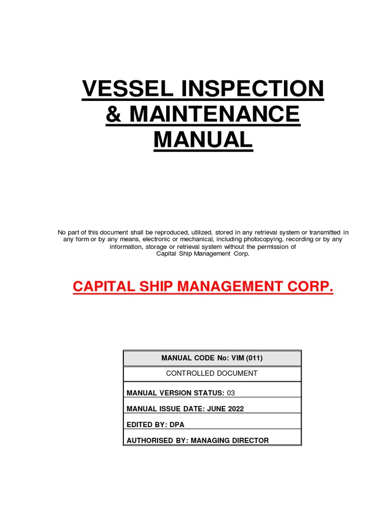 Vessel Inspection & Maintenance Manual: Capital Ship Management Corp ...