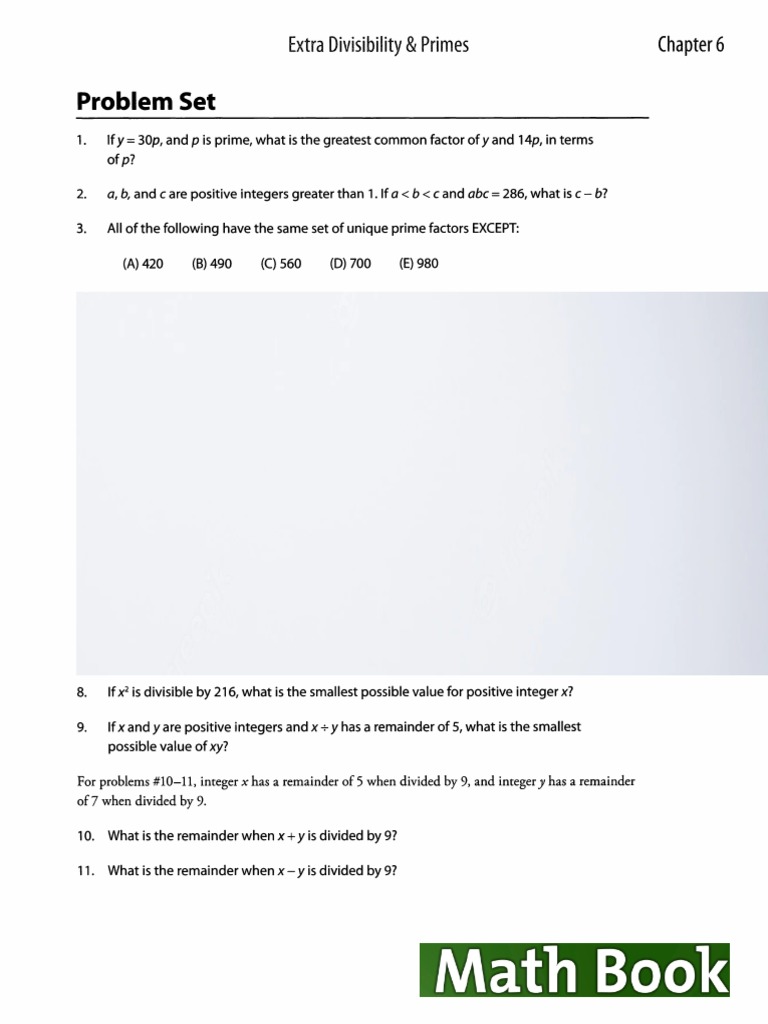 Practice Divisibility and Prime EMBA Business Math | PDF | Prime Number ...