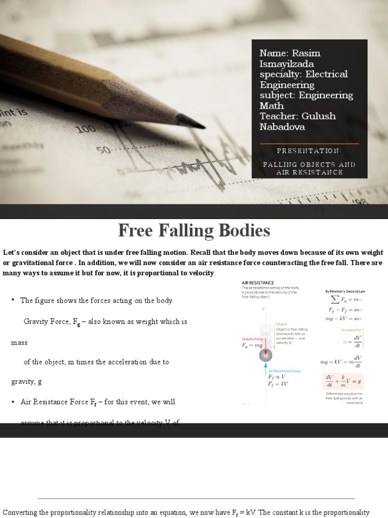 Air Resistance and Free Falling Bodies | PDF | Force | Differential ...