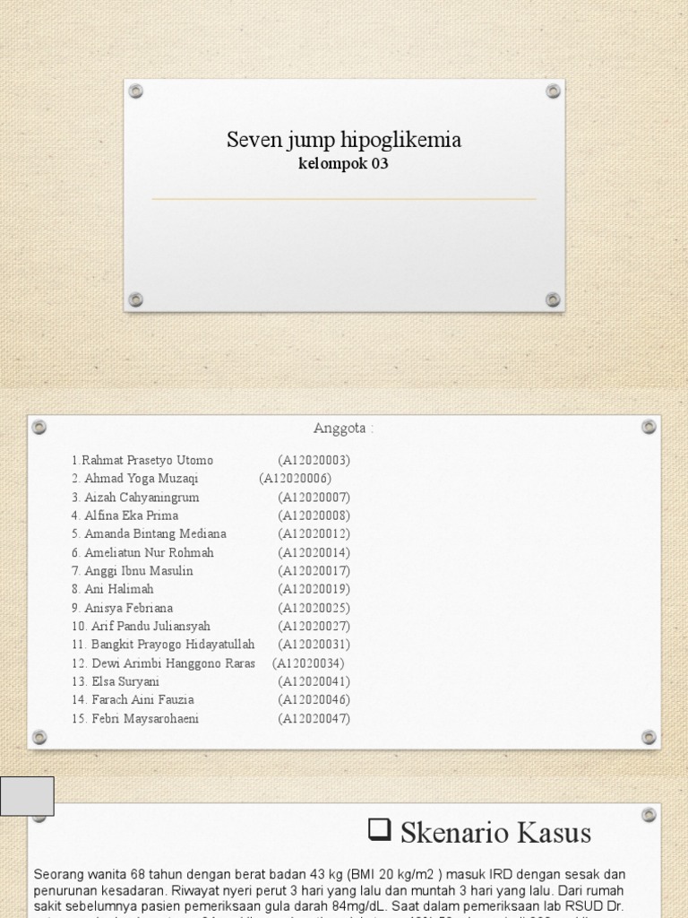 Seven Jump Kasus 5-Hipoglikemia-Kelompok 03 | PDF | Pengembangan Diri | Sains & Matematika