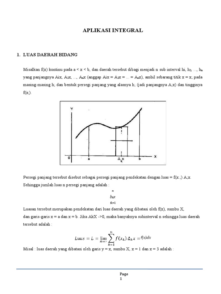 Menghitung Luas Daerah Menggunakan Integral Pdf