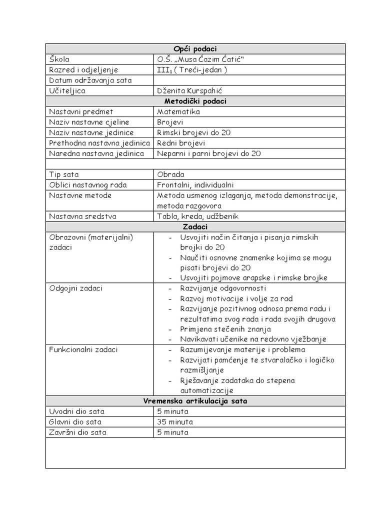 1.12. Rimski Brojevi Do 20 | PDF
