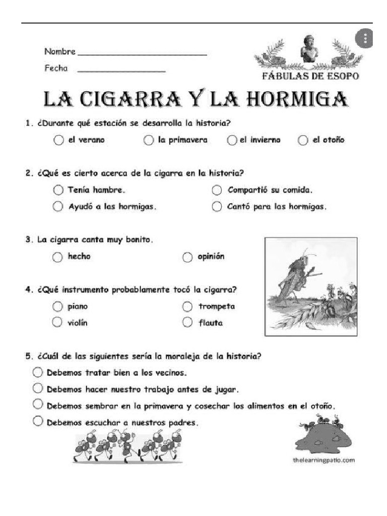 La Cigarra y La Hormiga | PDF