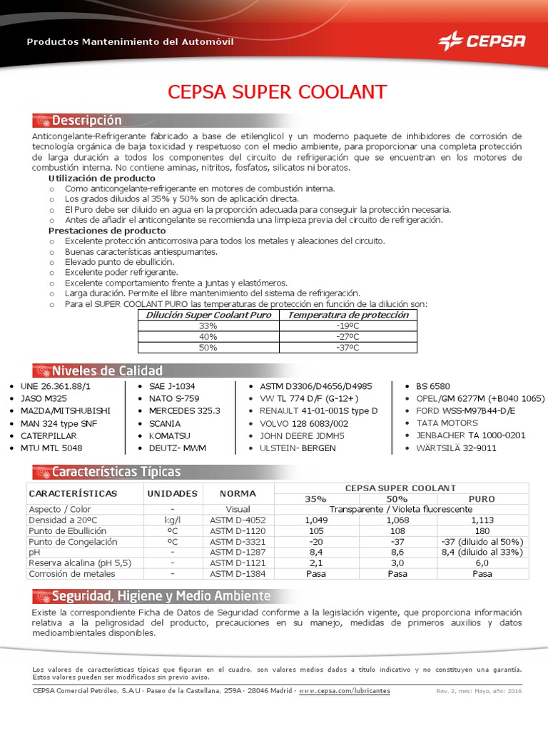 Cepsa Super Coolant | PDF | Química