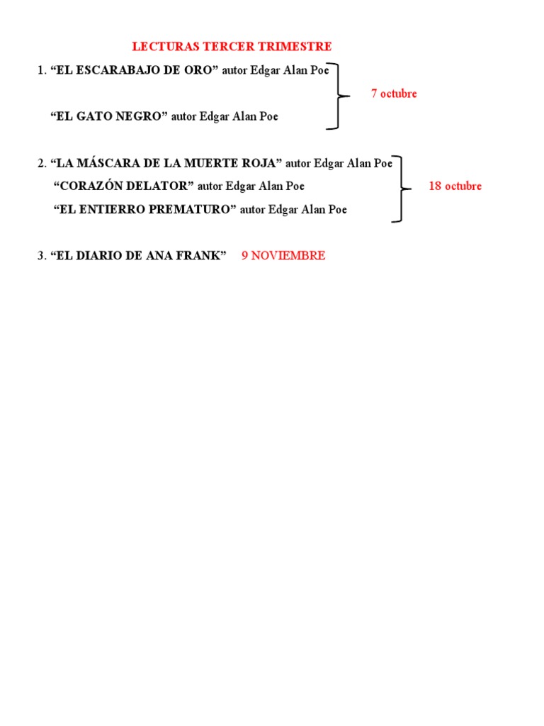 Lecturas Tercer Trimestre | PDF | Libros para adolescentes
