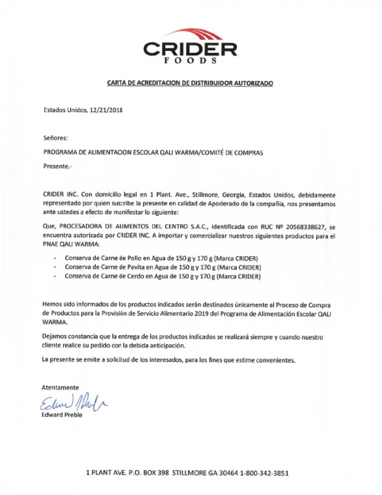 Carta de Distribuidor Autorizado | PDF