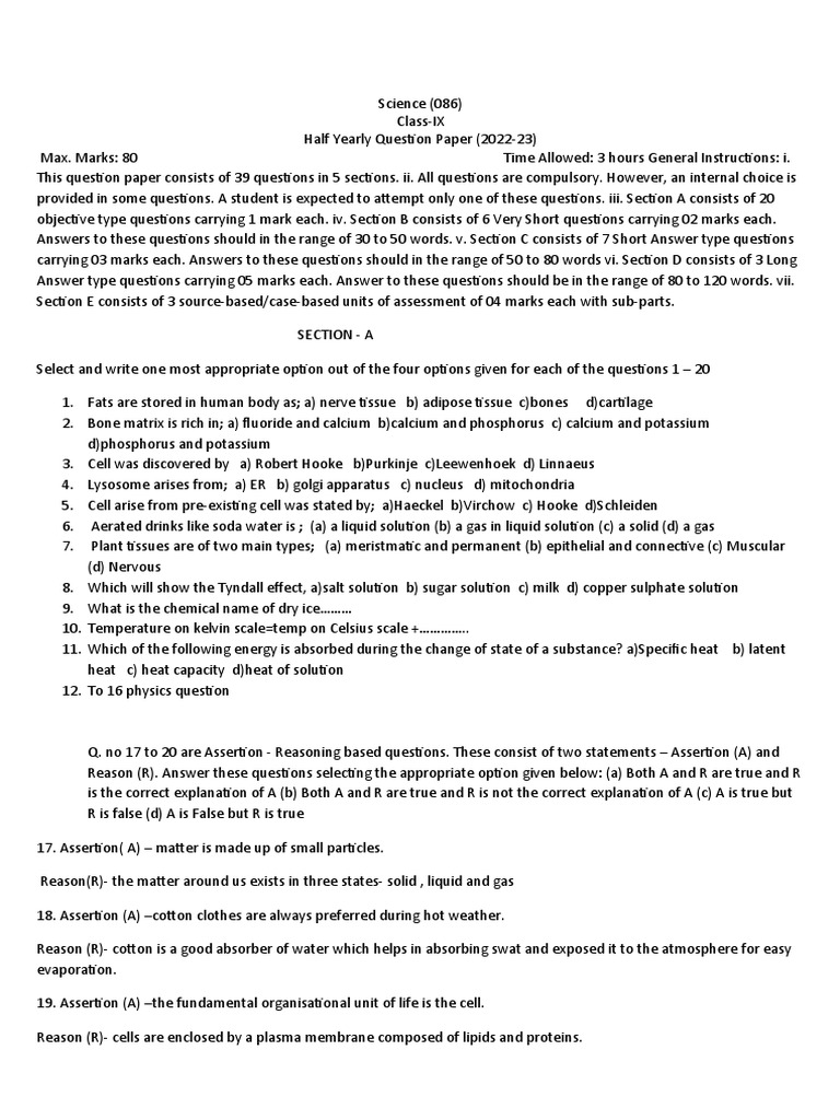 Class 9th Science | PDF | Osmosis | Cell Membrane