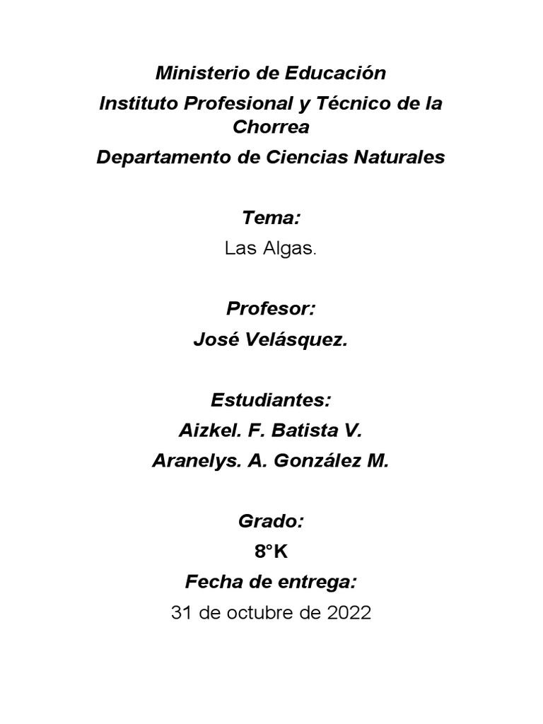 Las Algas | PDF | Algas | Cloroplasto