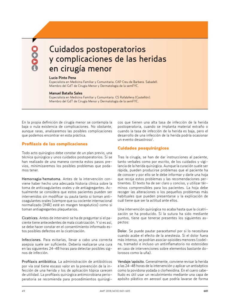 Cuidados Postoperatorios y Complicaciones de Heridas de Cirugias | PDF