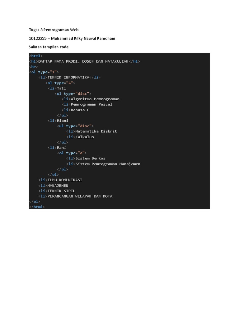Tugas 3 Pemrograman Web | PDF