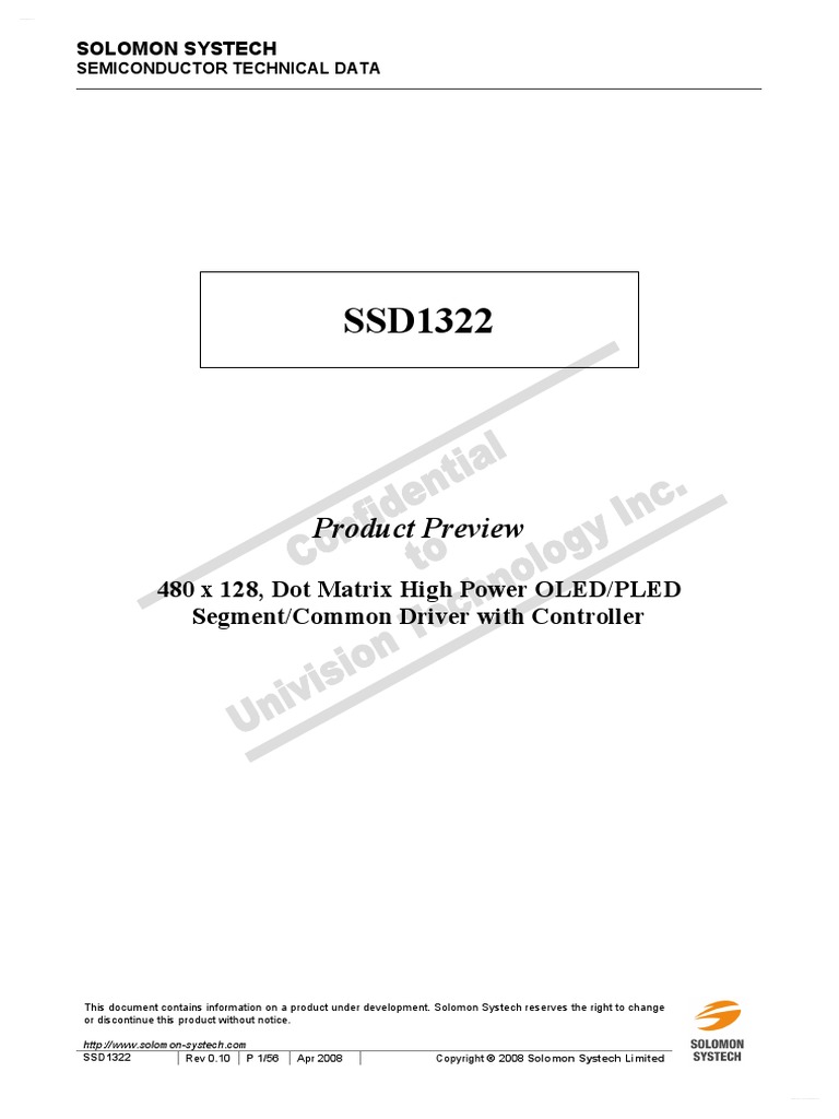 SSD1322 | PDF | Oled | Power Supply
