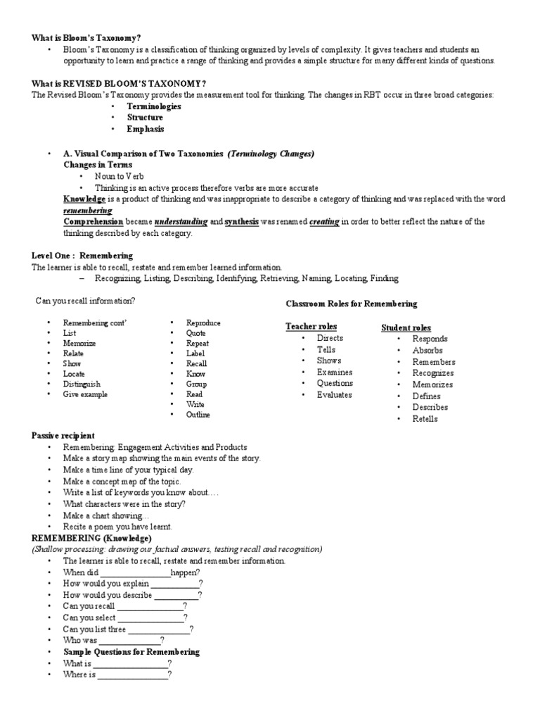 Bloom's Taxonomy | PDF | Cognition | Cognitive Science