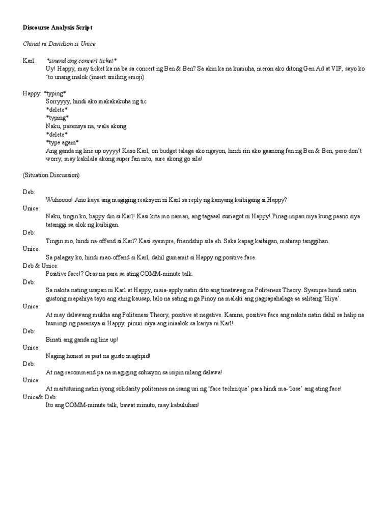 Discourse Analysis Script | PDF