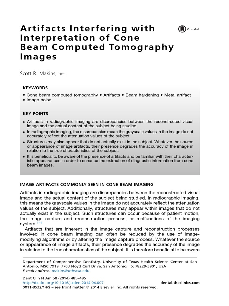 Artifacts Interfering With CBCT | PDF | Ct Scan | X Ray