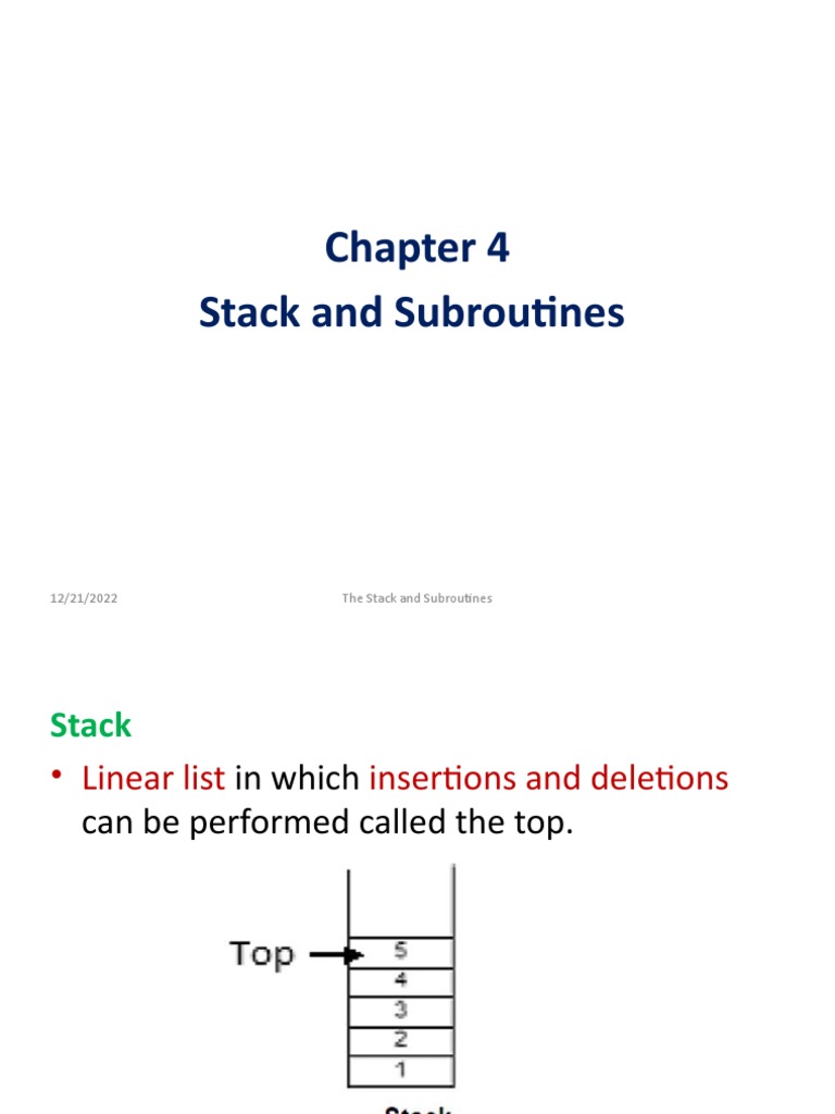 The Stack And Subroutines Guide Pdf Subroutine Computer Architecture