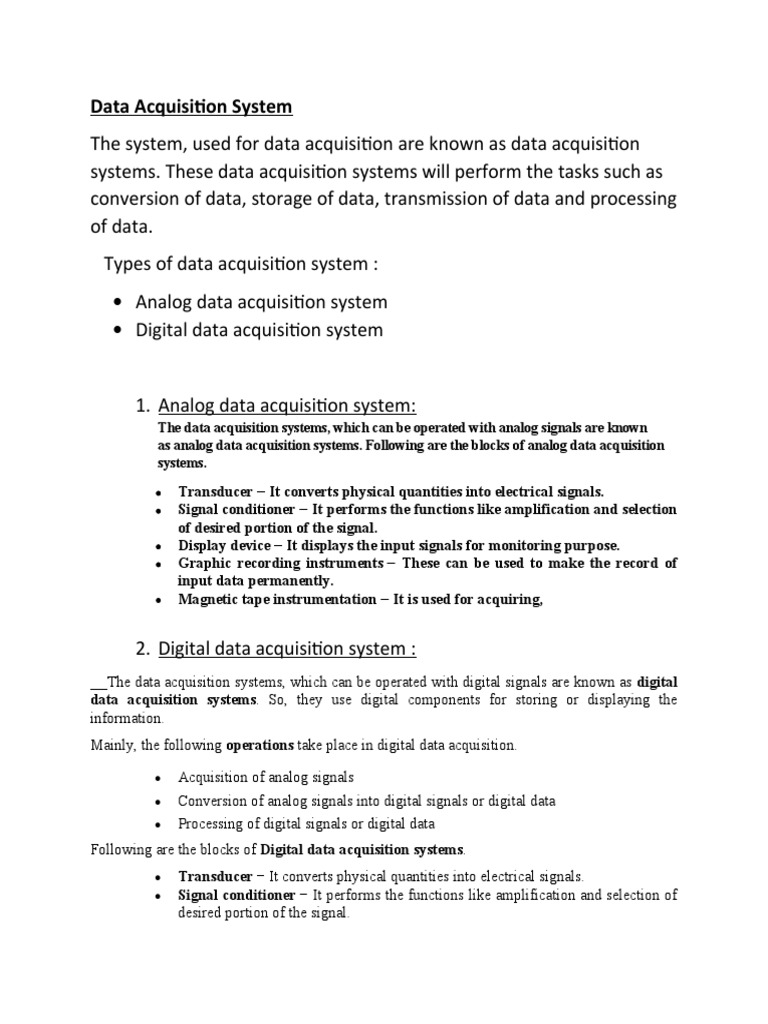 Data Acquisition System | PDF