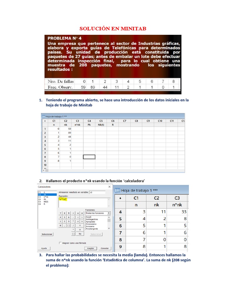 Solución en Minitab Poisson | PDF | Métodos y materiales de enseñanza ...
