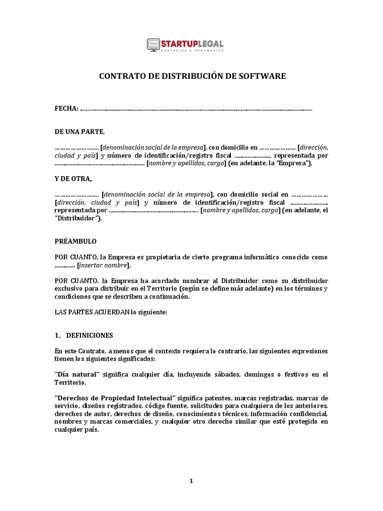 Contrato de Distribucion de Software Ejemplo | PDF | Software ...
