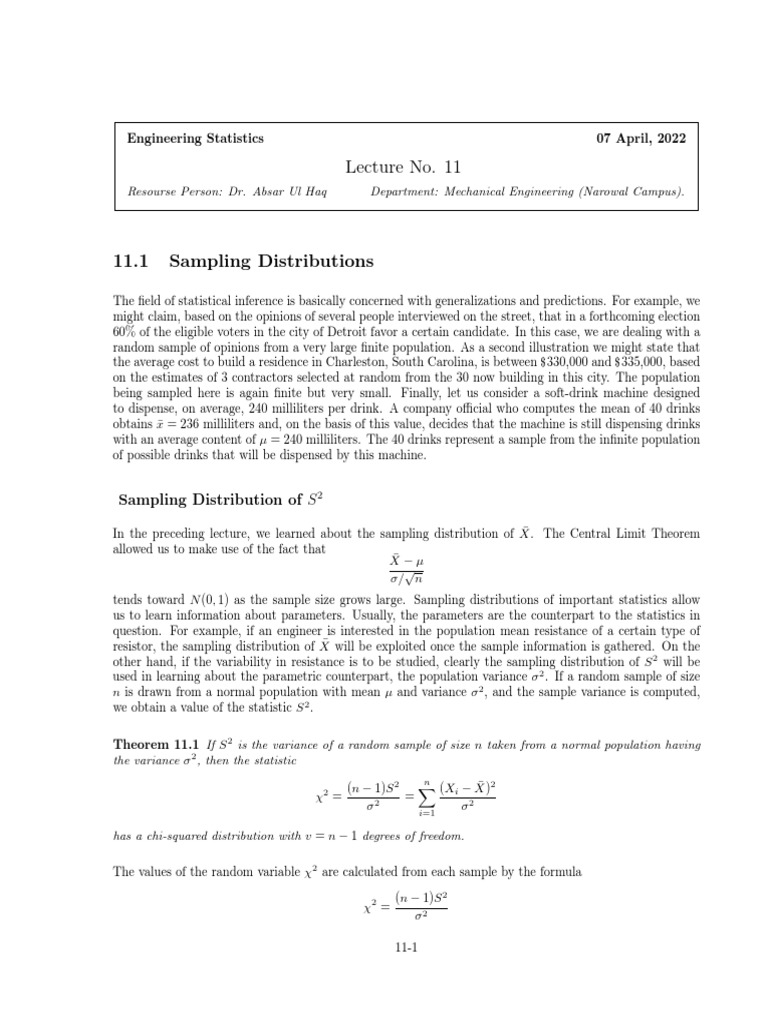 Lecture No.11 | PDF | Variance | Standard Deviation
