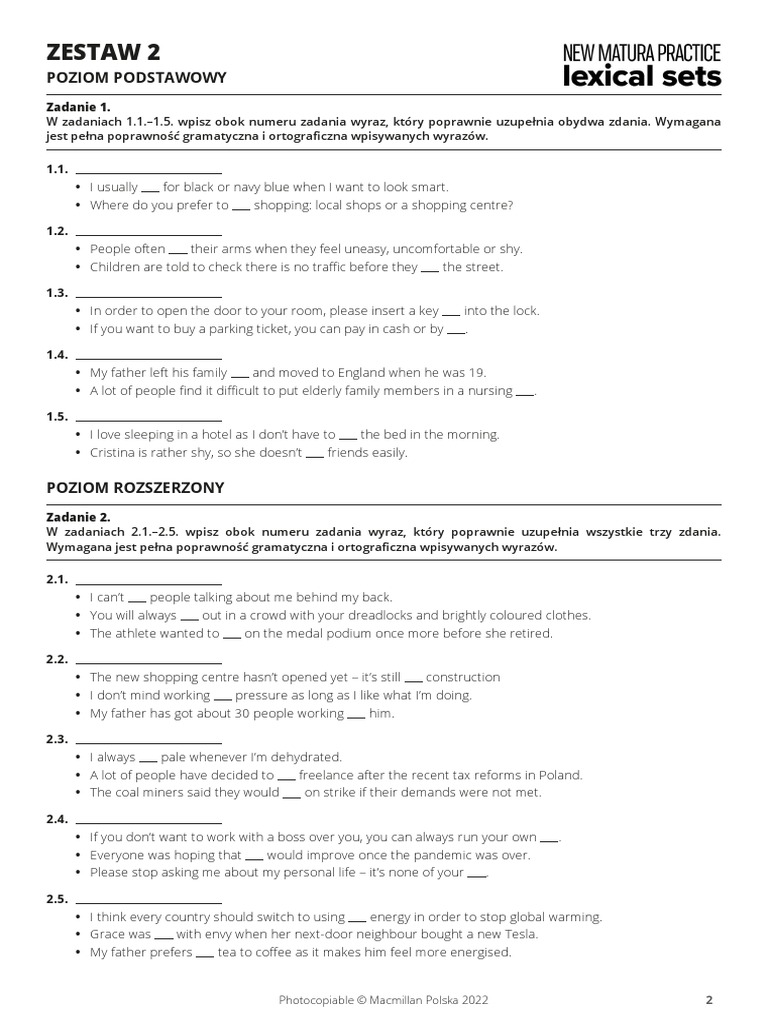 NEW MATURA PRACTICE LEXICAL SETS 2023 Edytowalny-3 | PDF