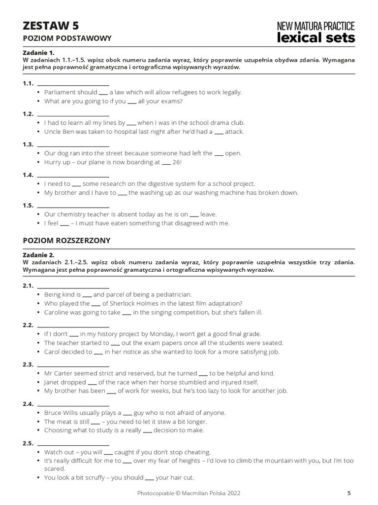 NEW MATURA PRACTICE LEXICAL SETS 2023 Edytowalny-6 | PDF