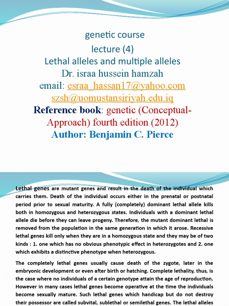 Lethal Alleles: Definitions and Examples | PDF | Dominance (Genetics ...