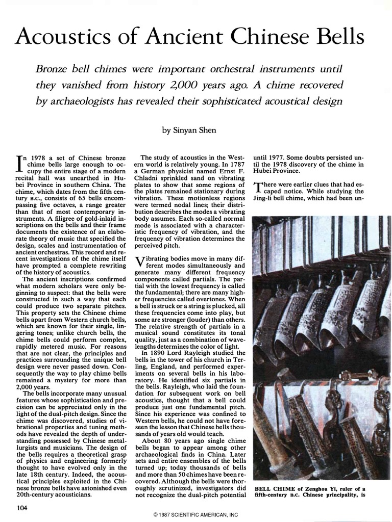 Shen Acoustics Ancient Chinese Bells Sciam 1987 | PDF | Pitch (Music ...