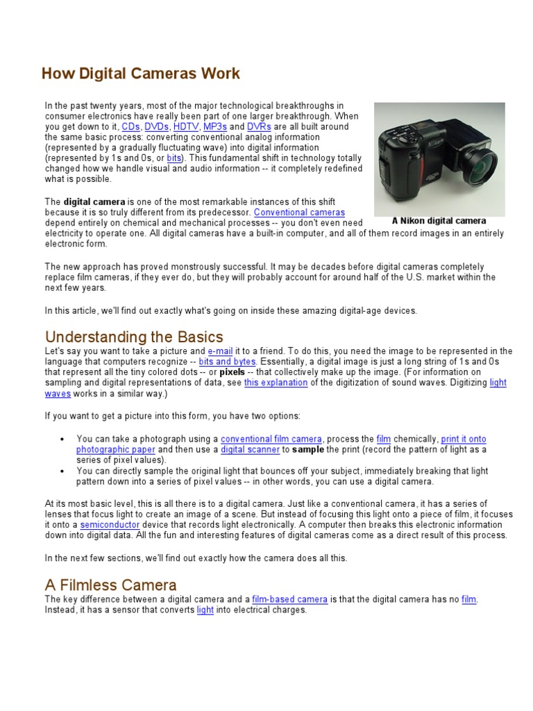 Digital Cameras How THEY WORK ? | PDF | Zoom Lens | Pixel
