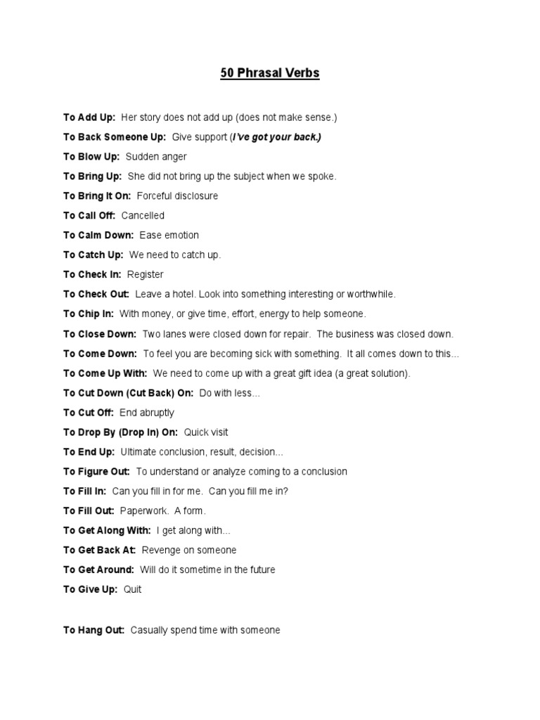 50 Phrasal Verbs | PDF