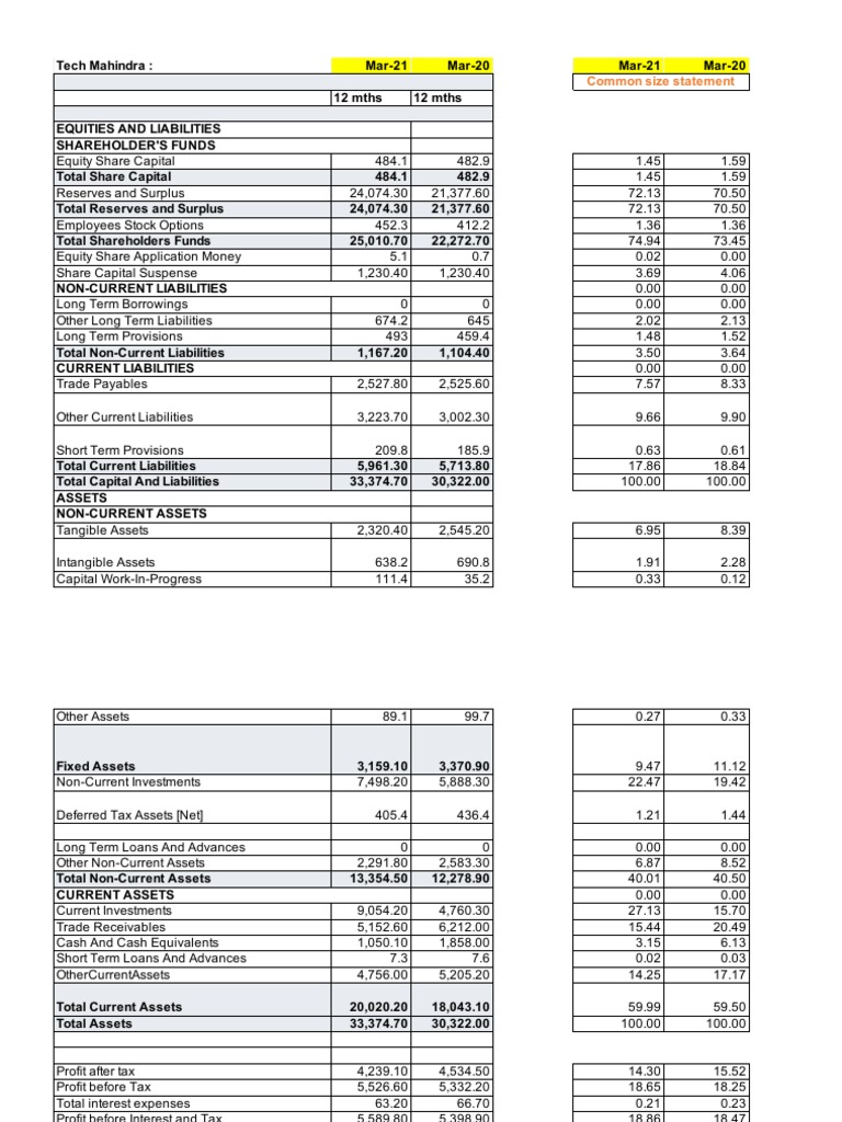 Tech Mahindra Financial Statement Analysis | PDF | Dividend | Equity ...
